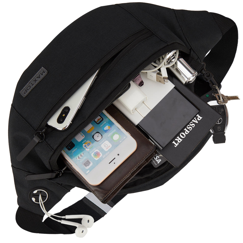 MAXTOP Large Crossbody Fanny Pack with 4-Zipper Pockets,Gifts for Enjo